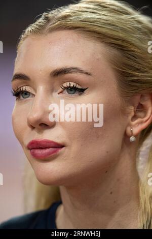Elena Kulichenko of Cyprus competing in the women’s high jump final on ...