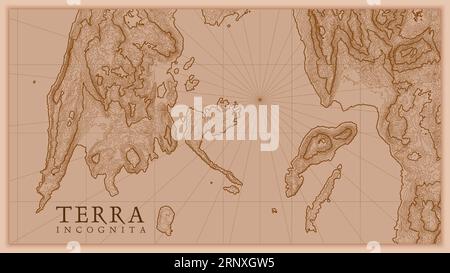 Ancient abstract earth relief old map. Generated conceptual vector ...