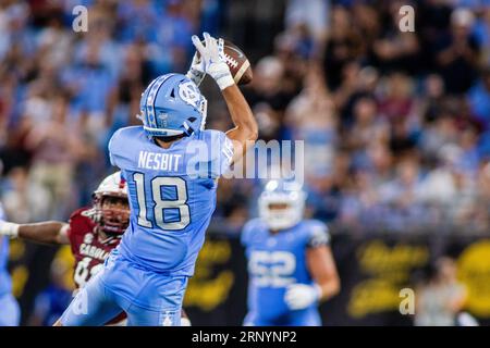 North Carolina tight end Bryson Nesbit (18) catches a touchdown pass as ...