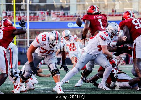 Ohio State place kicker Jayden Fielding (38) kicks a field goal during ...