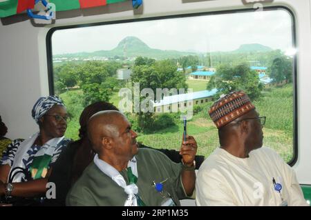 (180713) -- ABUJA, July 13, 2018 -- The Abuja light rail train arrives ...