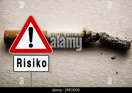 Symbol image, attention sign for health risk, lung disease ...