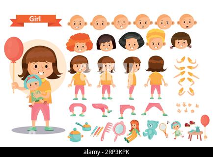 Cute Child Character Creation Set with Movable Body Parts For Animation ...
