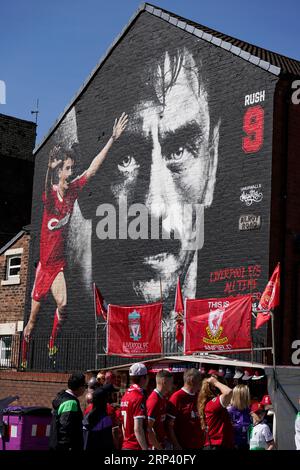 Ian Rush mural during the Premier League match Liverpool vs ...