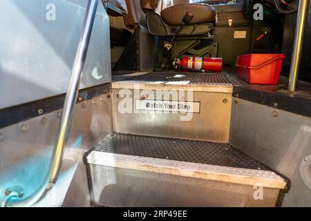 Interior, inside, of a american school bus Stock Photo - Alamy