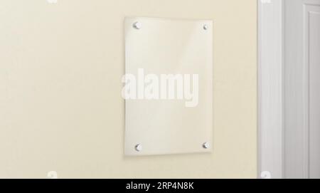 Glass wall display case frame in empty exhibition room. Transparent ...