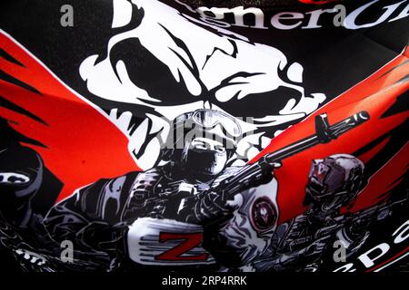 View of a logo of the Russian private military company "Wagner Group ...