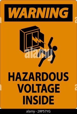 Warning Hazardous High Voltage Inside Sign On White Background Stock ...