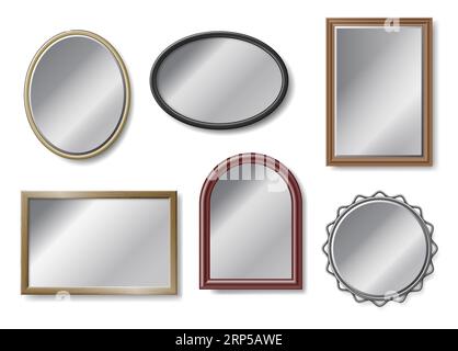 Set of 3D mirrors isolated on transparent background. Vector realistic ...