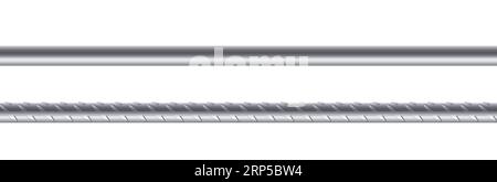 Metal rod, steel reinforced rebar. Vector realistic set of construction ...