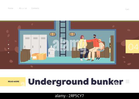 Secret underground safety shelter room interior cartoon game background ...