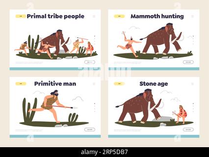 human evolution man caveman landing header vector Stock Vector Image ...