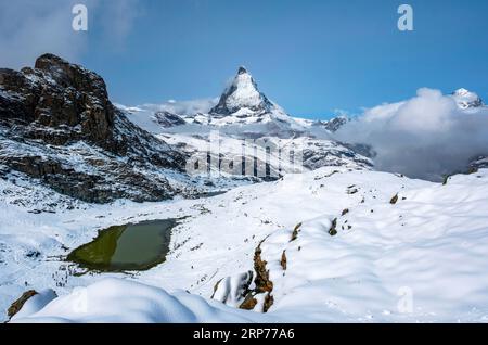 The Iconic Matterhorn mountain after a fresh fall of snow in late ...