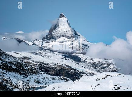 The Iconic Matterhorn mountain after a fresh fall of snow in late ...