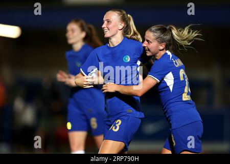 Chelsea's Aggie Beever-Jones celebrates scoring their side's fourth ...