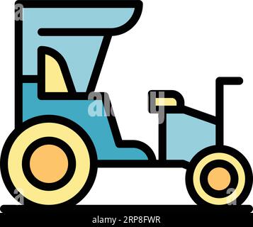 Myanmar tricycle icon outline vector. Old bike. Indian trishaw color ...