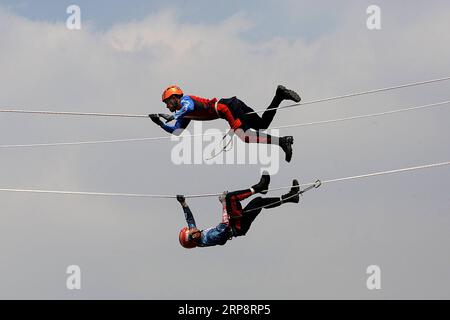 (190314) -- MANILA, March 14, 2019 -- Fire volunteers participate in ...