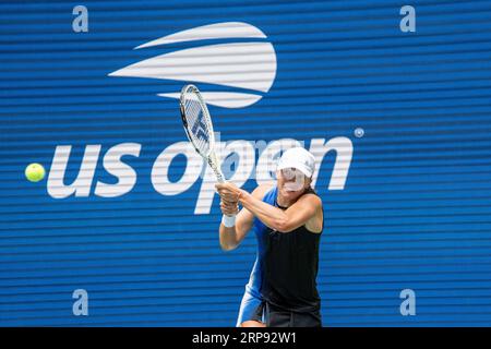 Iga Swiatek (POL) competing in the Women's Singles Round 1 at the 2023 ...