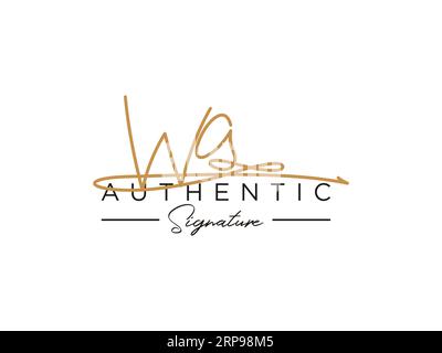 WA line art logo, abstract monogram letter logo vector illustration ...
