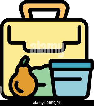 Pear lunch box icon outline vector. School meal. Container food Stock ...