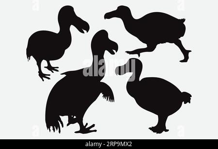 Dodo silhouettes, Dodo bird silhouette, Dodo bird vector illustration ...