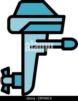 Outboard motor icon outline vector. Engine boat. Art fishing color flat ...