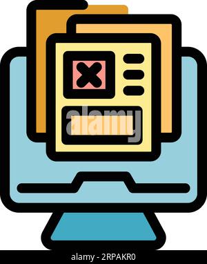 Online monitor vote icon, color, line, outline vector sign, linear ...