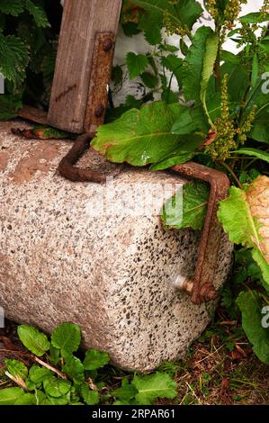 Antique stone roller or garden roller for gardening Stock Photo - Alamy