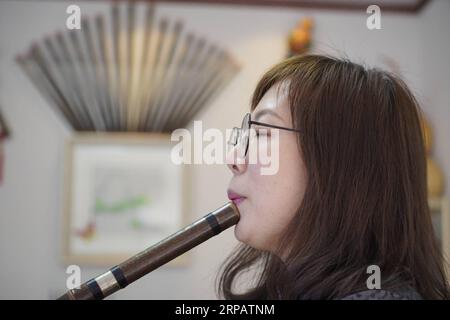 Xiao Chinese end-blown vertical bamboo flute isolated on white ...