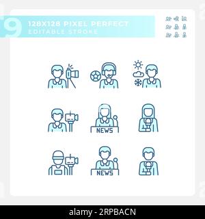 2D editable blue journalism icons set Stock Vector Image & Art - Alamy