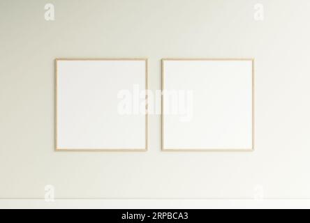 Clean and minimalist front view square white photo or poster frame ...