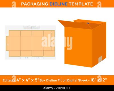 Carton Regular Slotted Container Box, Die line Template, 4x4x6 Stock ...