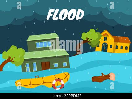 Floods Vector Illustration of The Storm Wreaked Havoc and Flooded the ...