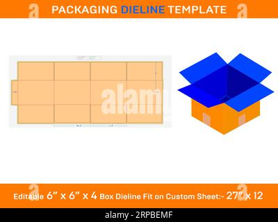 Shipping Carton Box, Die line Template, 5x5x3 inch Stock Vector Image ...