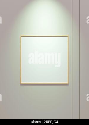 Minimal white square picture poster frame mockup on white wallpaper ...