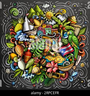 Puerto Rico cartoon doodle illustration. Funny Puerto-Rican design ...