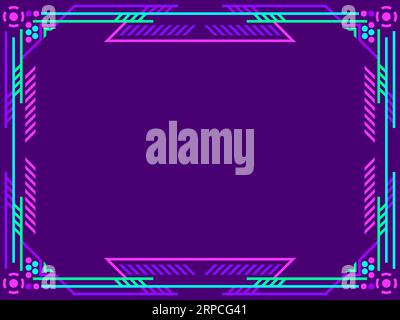 Cyberpunk frame. Linear border in futuristic cyberpunk and virtual ...
