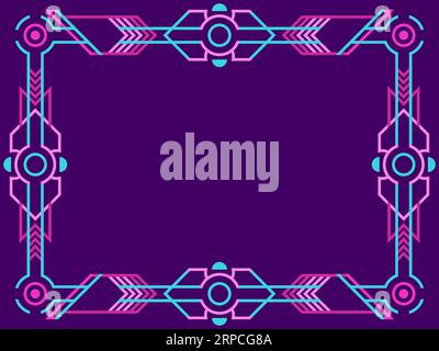 Cyberpunk frame. Linear border in futuristic cyberpunk and virtual ...