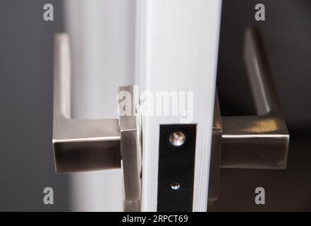 Broken doorknob in interior door. Poor quality door hardware Stock ...