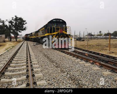 Train in a railway station, Benguela Province, Benguela, Angola Stock ...
