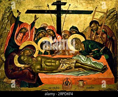 'Lamentation' by Emmanuel Lambardos is a Byzantine painting housed in ...