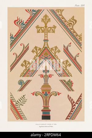 Medieval designs. Finials, crockets and mouldings in rich colors and ...