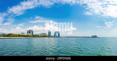 Wide panoramic view of Baku bay Stock Photo - Alamy