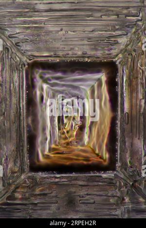 The image presents a single crystal of recrystallized salt ...
