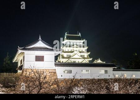 A yaguramon, gate with turret over. Illuminated Sujigane Gomon ...