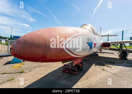 De-commissioned PZL Mielec TS-11 Iskra Polish trainer jet parked next ...