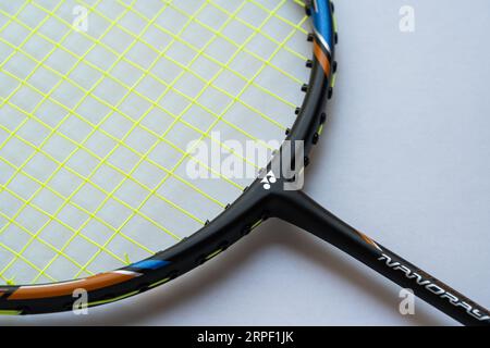 Doha, Qatar - September 4, 2023: Yonex badminton racket isolated on ...
