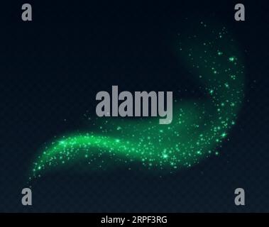 Green dust cloud with sparkles isolated on dark background. Stardust sparkling background Stock ...