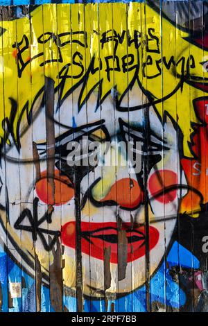 Boris Johnson graffiti/street art on a fence, Fashion Street ...