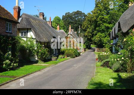 Thatched cottage, Church Street, Wherwell, Hampshire, England, United ...